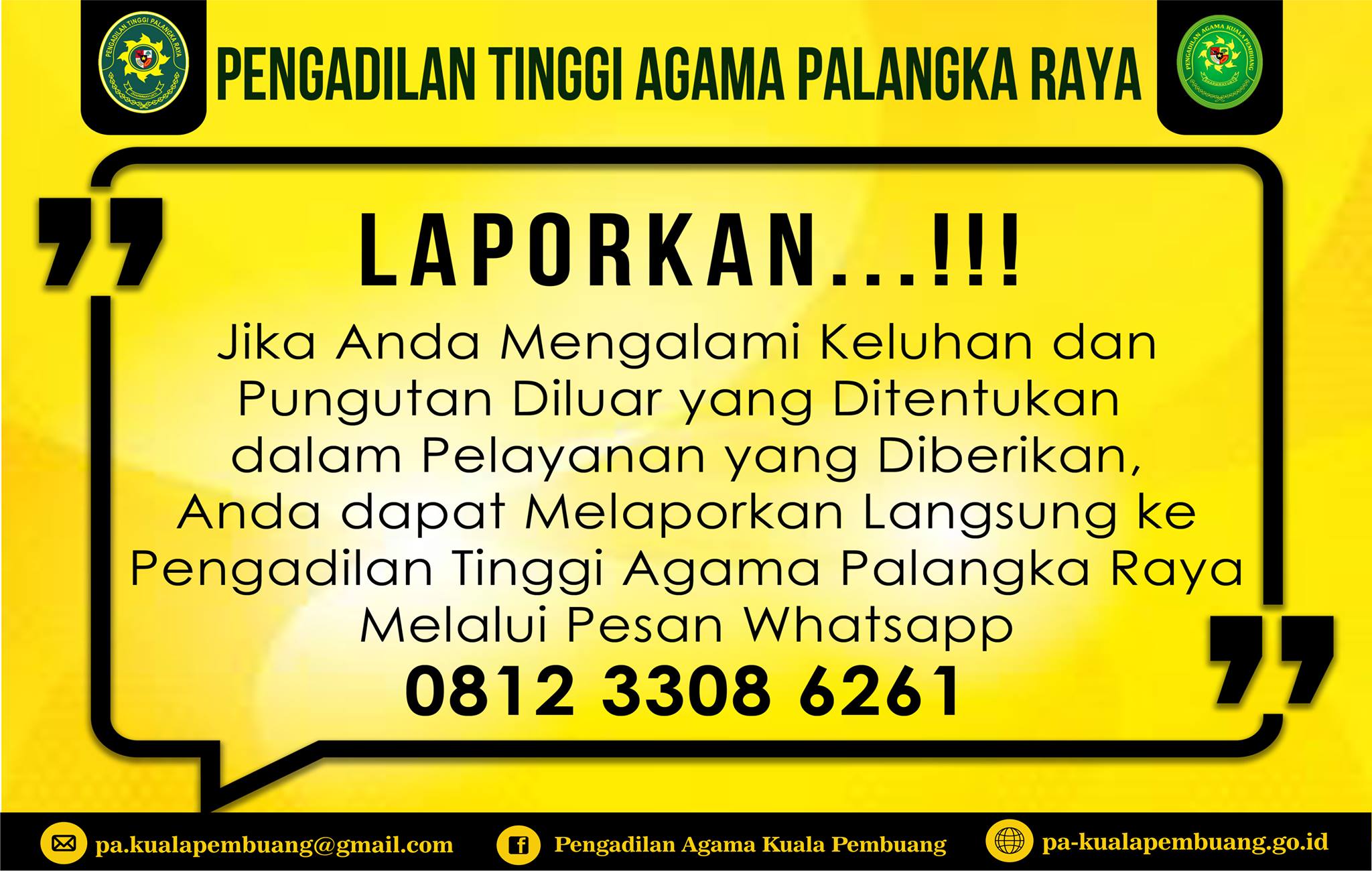 IKHTIYAR CEGAH PUNGLI, PA KUALA PEMBUANG PASANG POSTER LAPORAN KELUHAN ...